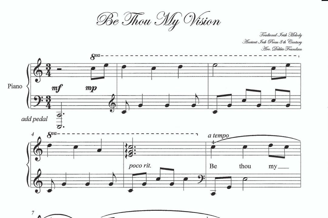 Be Thou My Vision Piano Sheet Music, Easy Piano Sheet Music, Christian ...