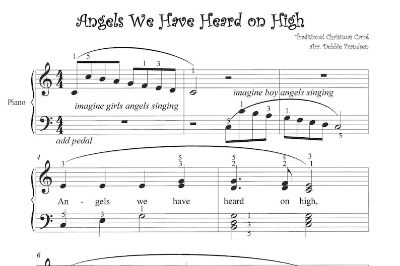 Angels We Have Heard on High Piano Sheet Music, Easy Piano Sheet Music ...