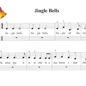 Jingle Bells Piano Sheet Music, Easy Piano, Beginner Piano, Sheet Music ...