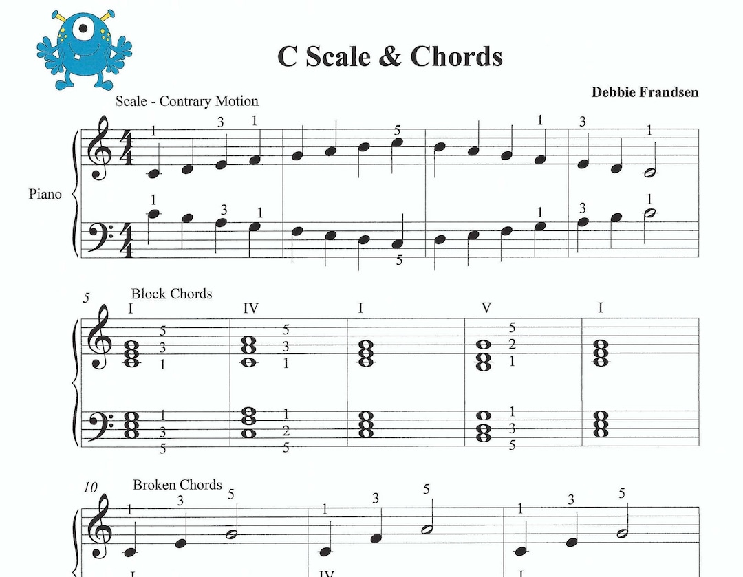 C Major Scale Easy Piano, Beginner Piano, Easy Piano Sheet Music, Easy ...