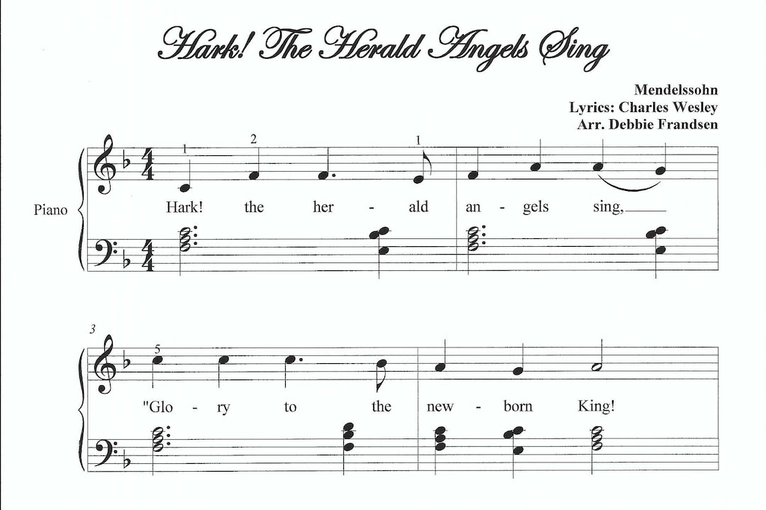 Hark! the Herald Angels Sing Piano Sheet Music, Easy Piano Sheet Music ...