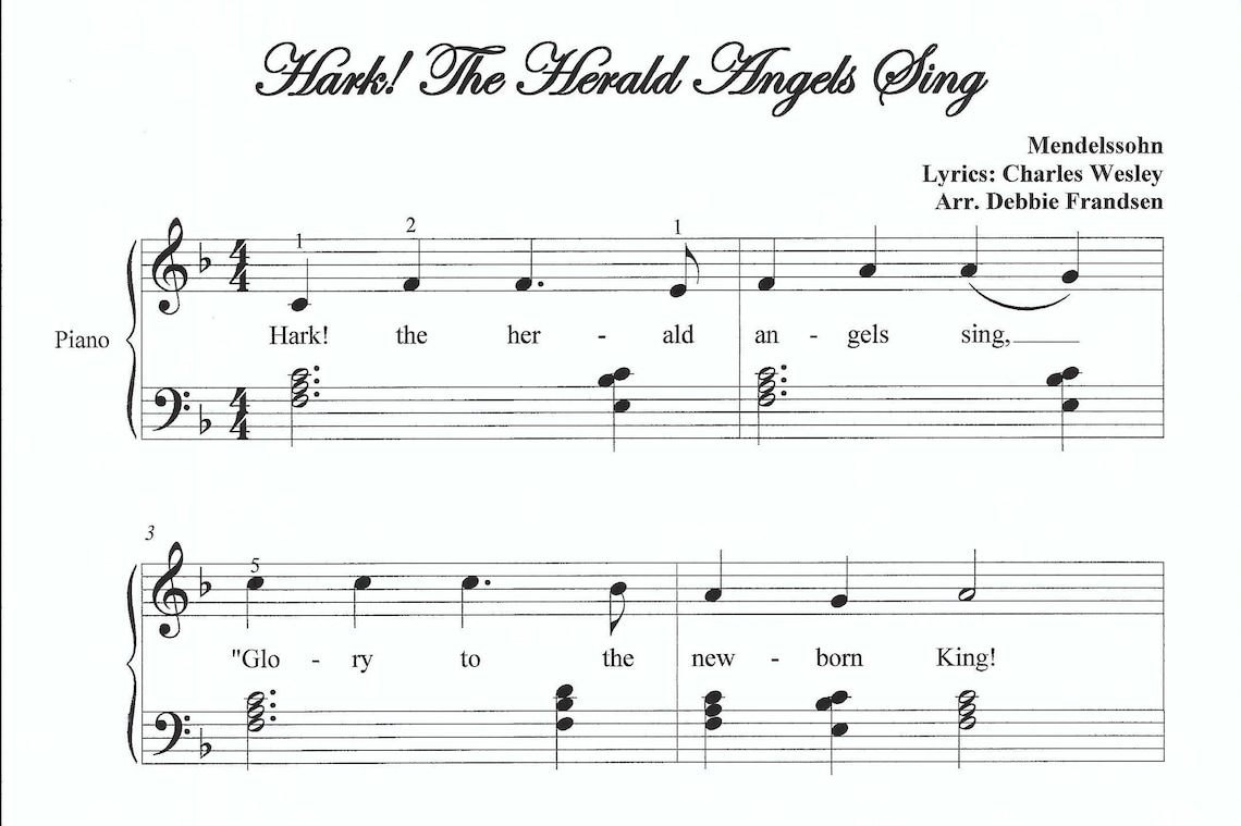 Hark! the Herald Angels Sing Piano Sheet Music, Easy Piano Sheet Music ...
