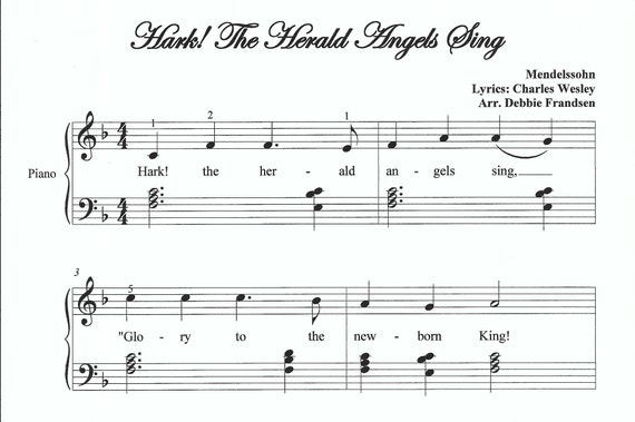 Hark the Herald Angels Sing Piano Sheet Music Easy Piano - Etsy