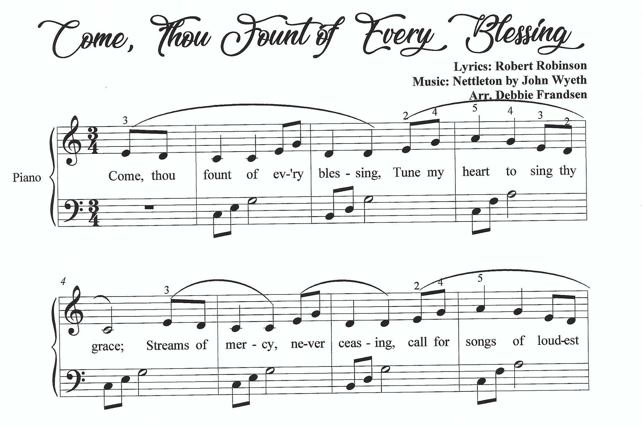 Come Thou Fount of Every Blessing Piano Solo + Variations– Intermediate ...