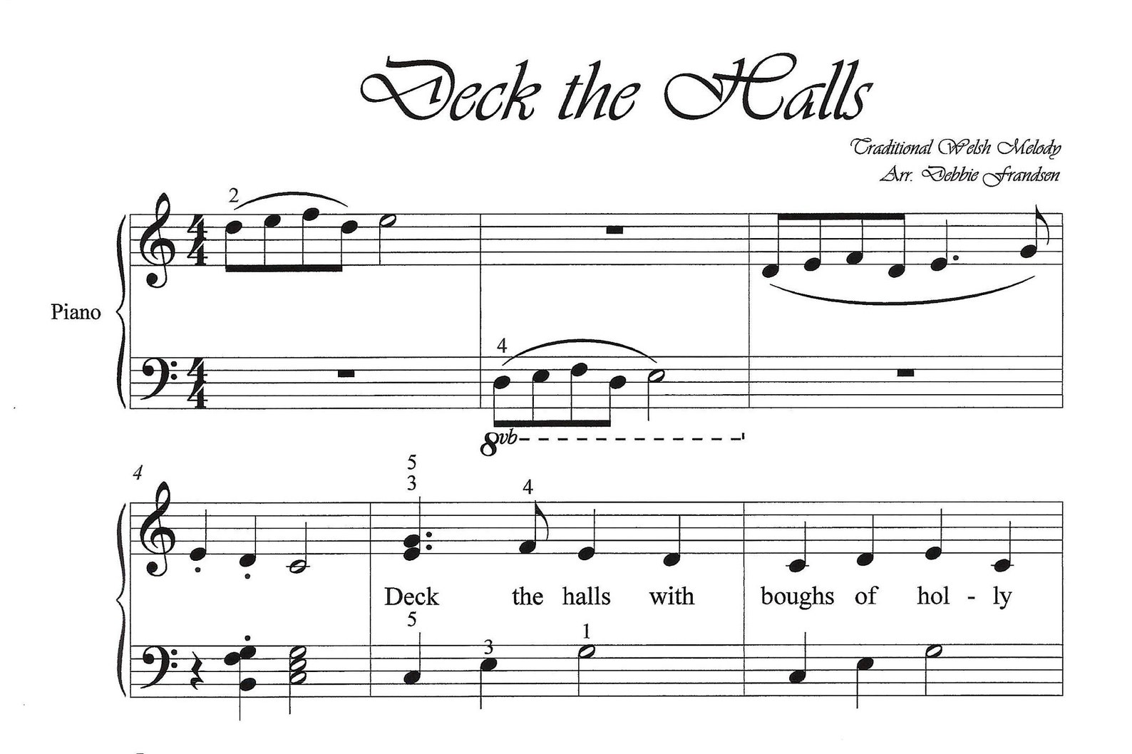 Deck the Halls Piano Sheet Music, Let's Play Music, Christmas, Beginner ...