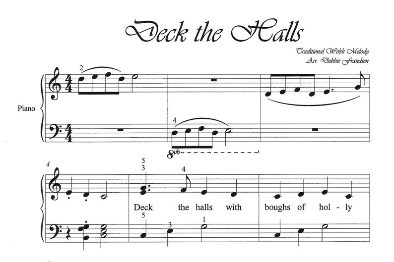 Deck the Halls Piano Sheet Music, Let's Play Music, Christmas, Beginner ...