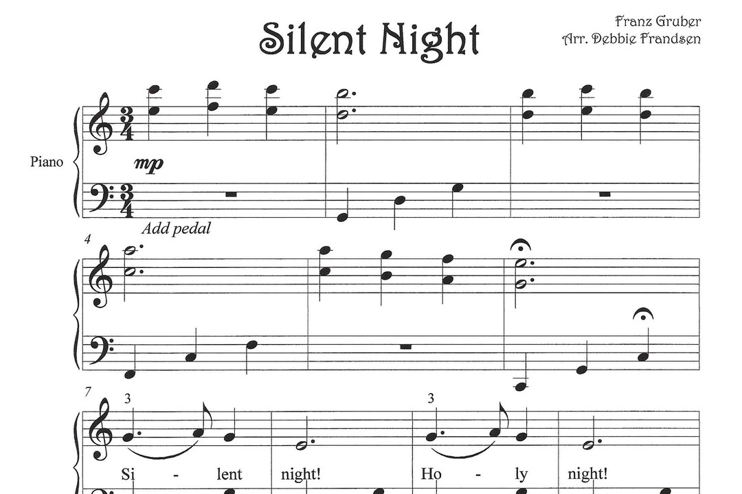 Silent Night Easy Piano, Beginner Christmas Piano, Silent Night Sheet ...
