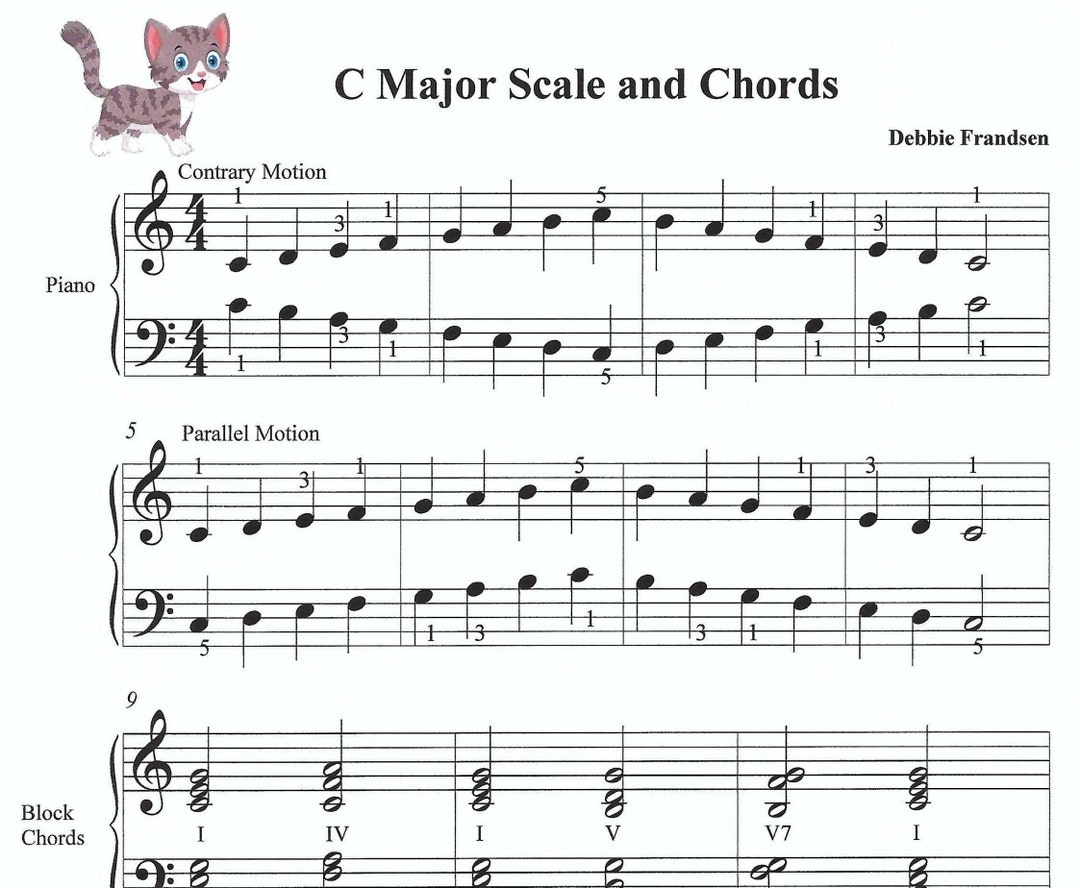 C-Dur-Tonleiter und Akkorde, einfache Klavierskalen, einfache ...