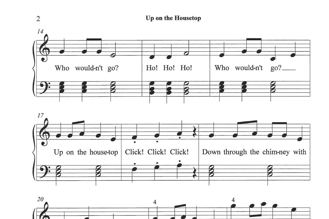 Up on the Housetop Easy Piano, Beginner Christmas Piano, up on the ...