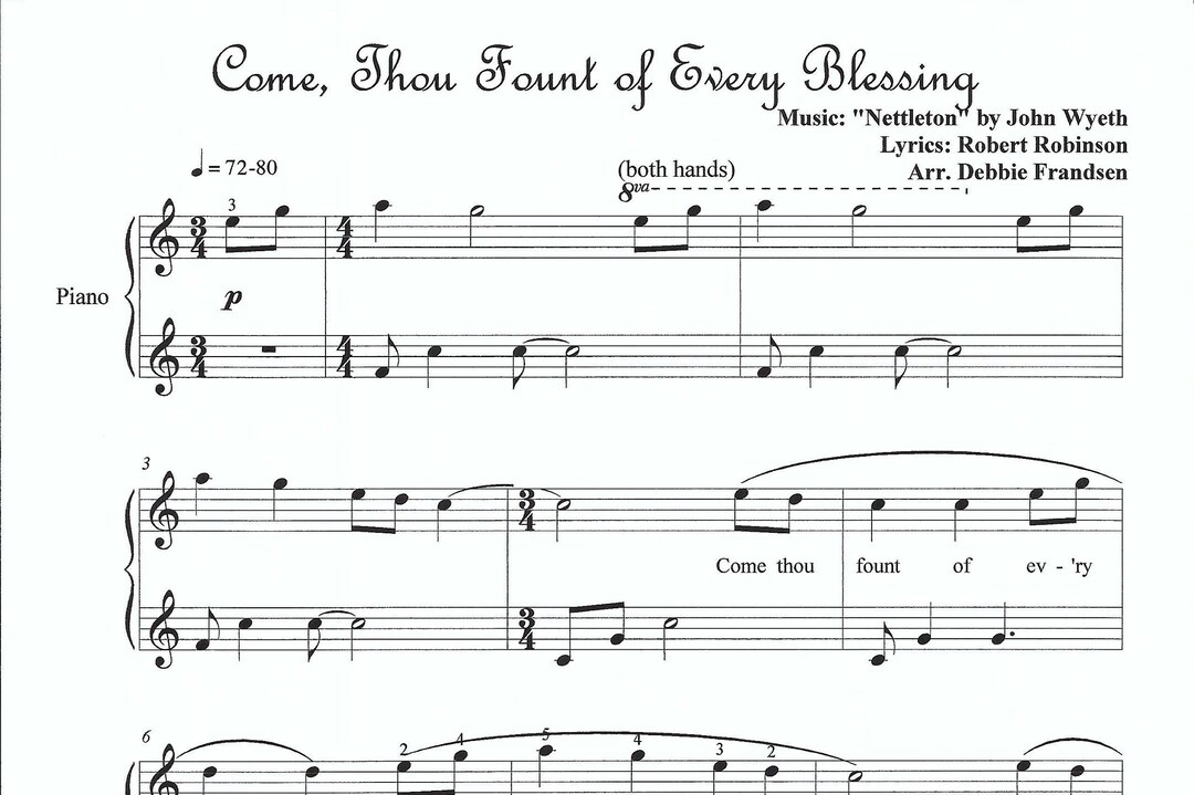 Come, Thou Fount of Every Blessing Piano Sheet Music, Christian Piano ...