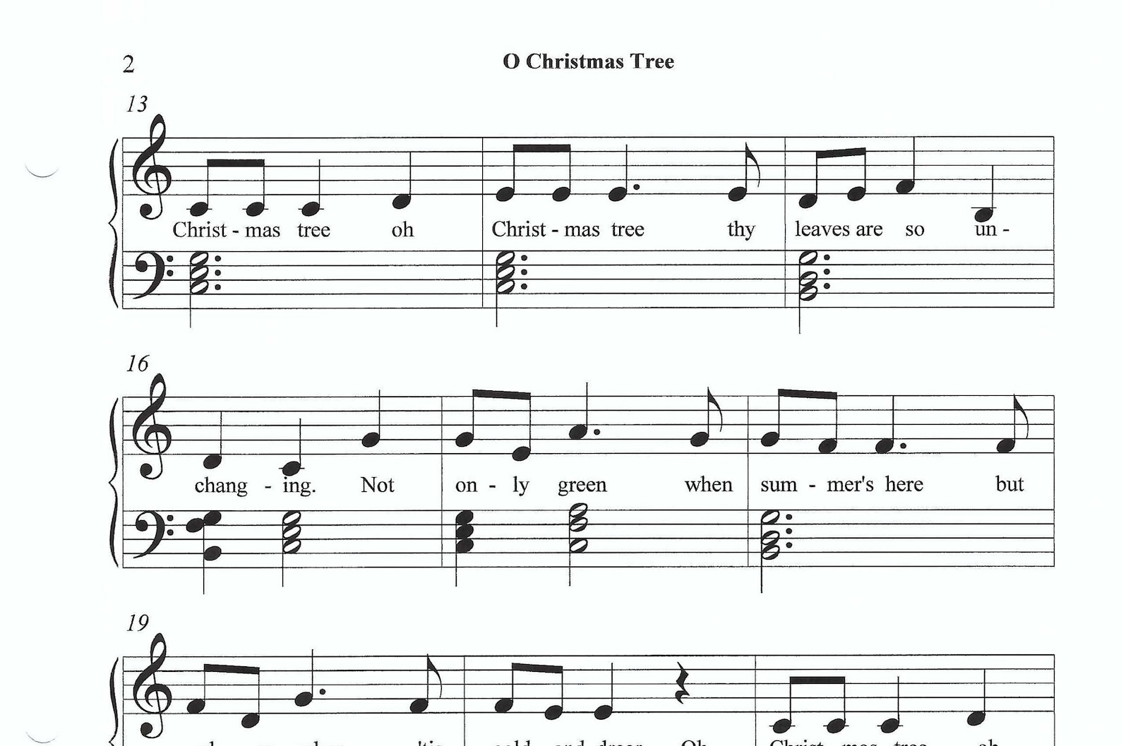 O Christmas Tree, Easy Piano Sheet Music, Beginner, Oh Christmas Tree ...