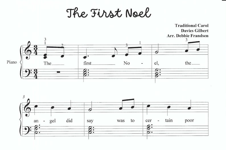 The First Noel Easy Piano Sheet Music (level 1-2) | 2 Versions Included ...