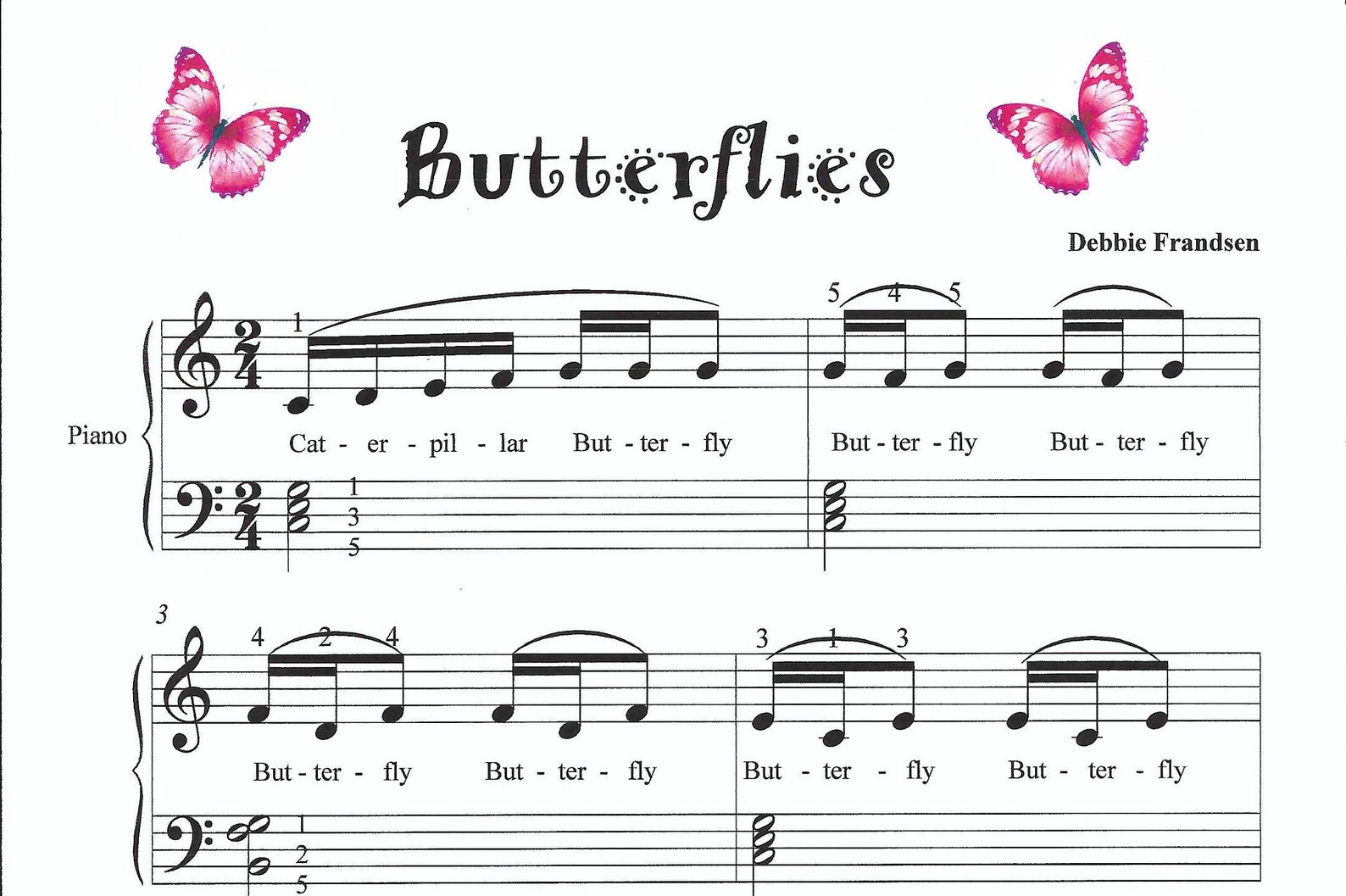Hot Cross Buns Piano Sheet Music, Cha Cha, Butterflies, Let's Play ...