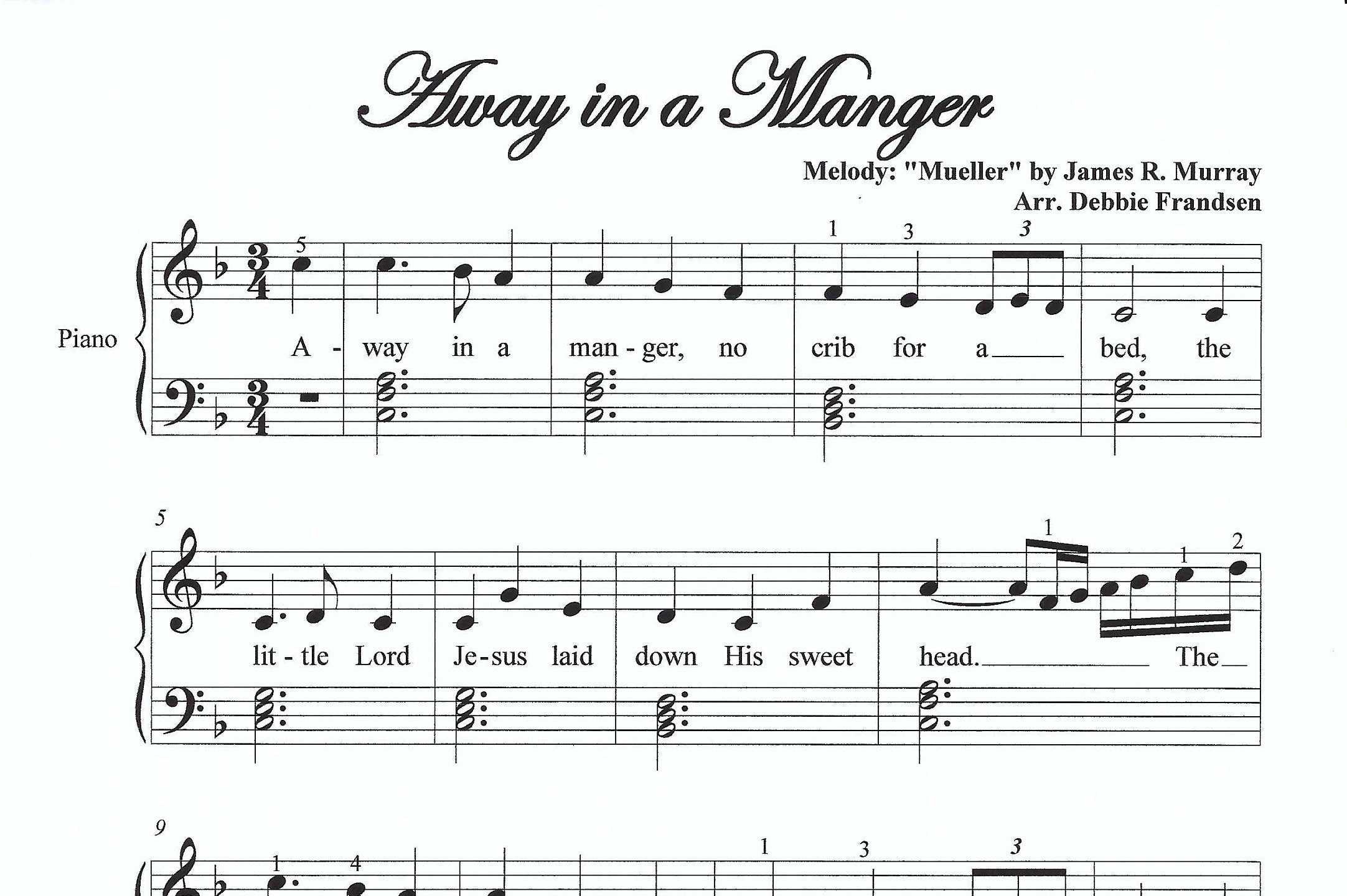 Away in a Manger Piano Sheet Music, Beginner, Easy Piano, Christmas ...