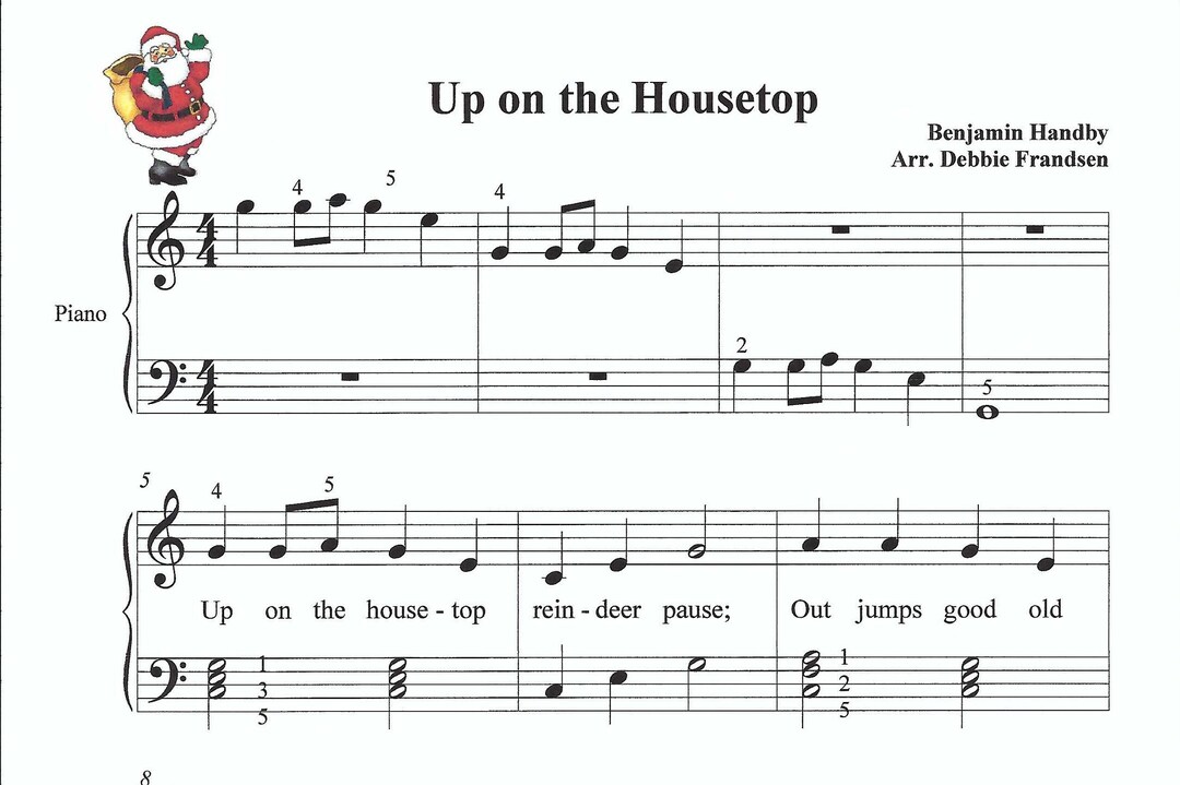 Up on the Housetop & O Christmas Tree – Easy Piano Sheet Music ...