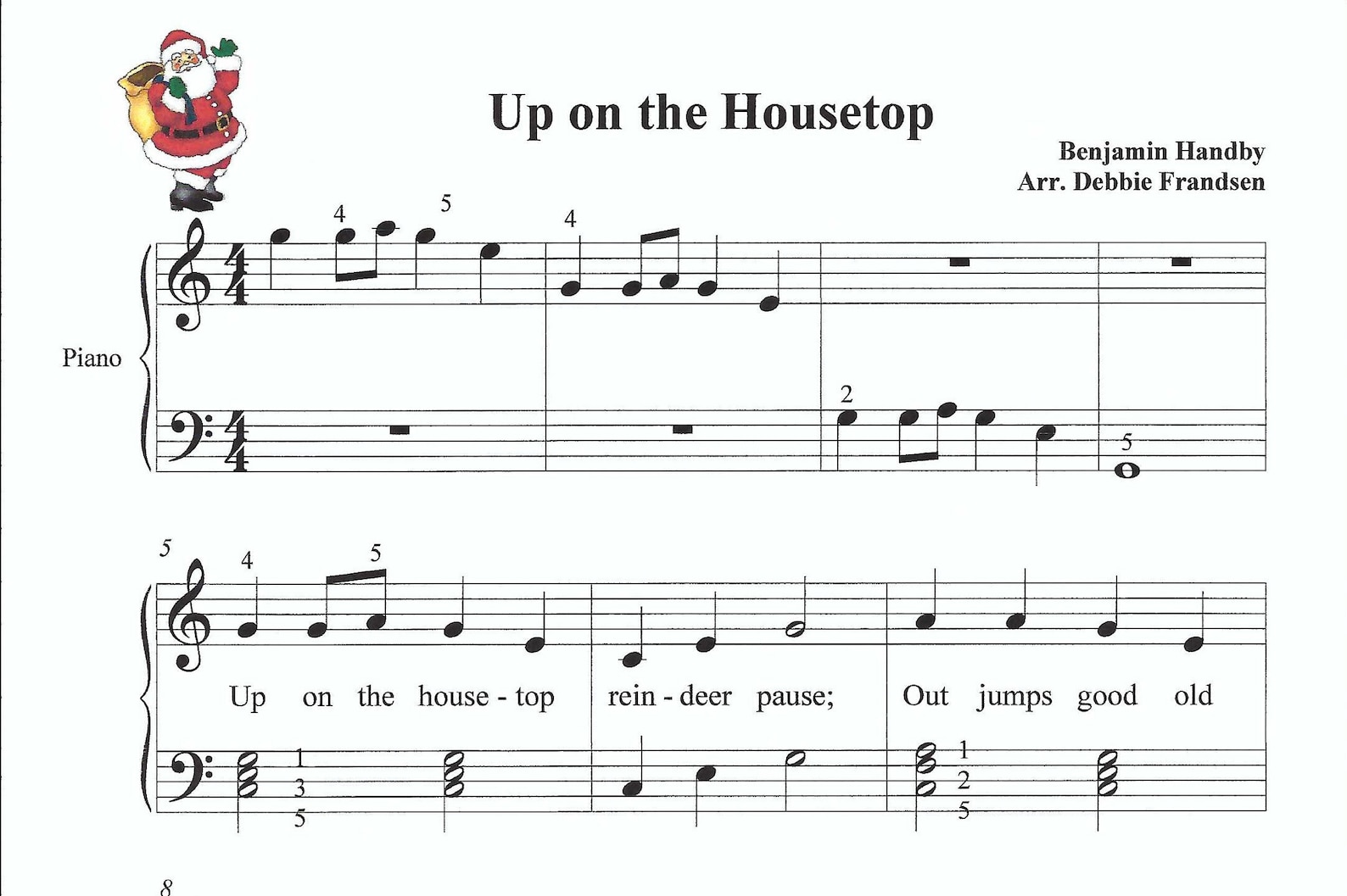 Up on the Housetop Piano Sheet Music, Beginner Christmas Piano, Let's ...