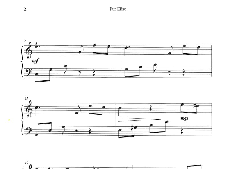 Fur Elise, Easy Piano Sheet Music, Beginner, Fun, Classical Beethoven ...
