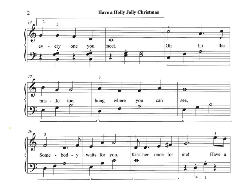 Have a Holly Jolly Christmas Easy Piano Solo Sheet Music | Beginner ...