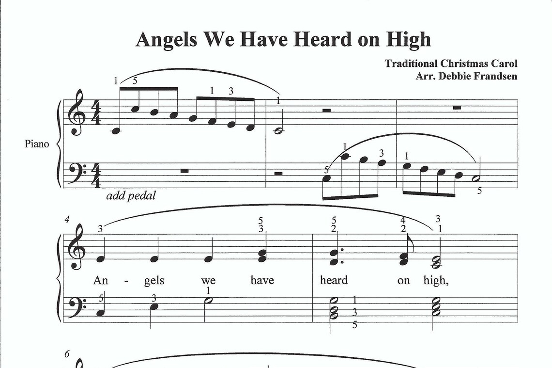 Angels We Have Heard on High Piano Sheet Music Easy Piano - Etsy