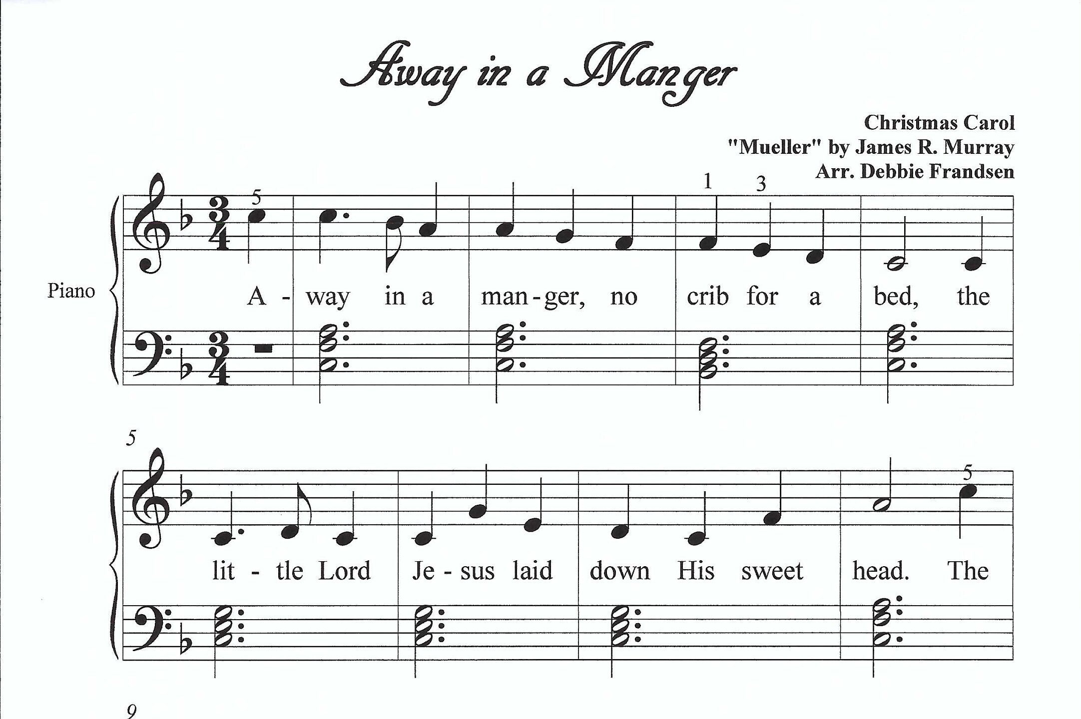 Away in a Manger Piano Sheet Music, Beginner, Easy Piano, Christmas ...