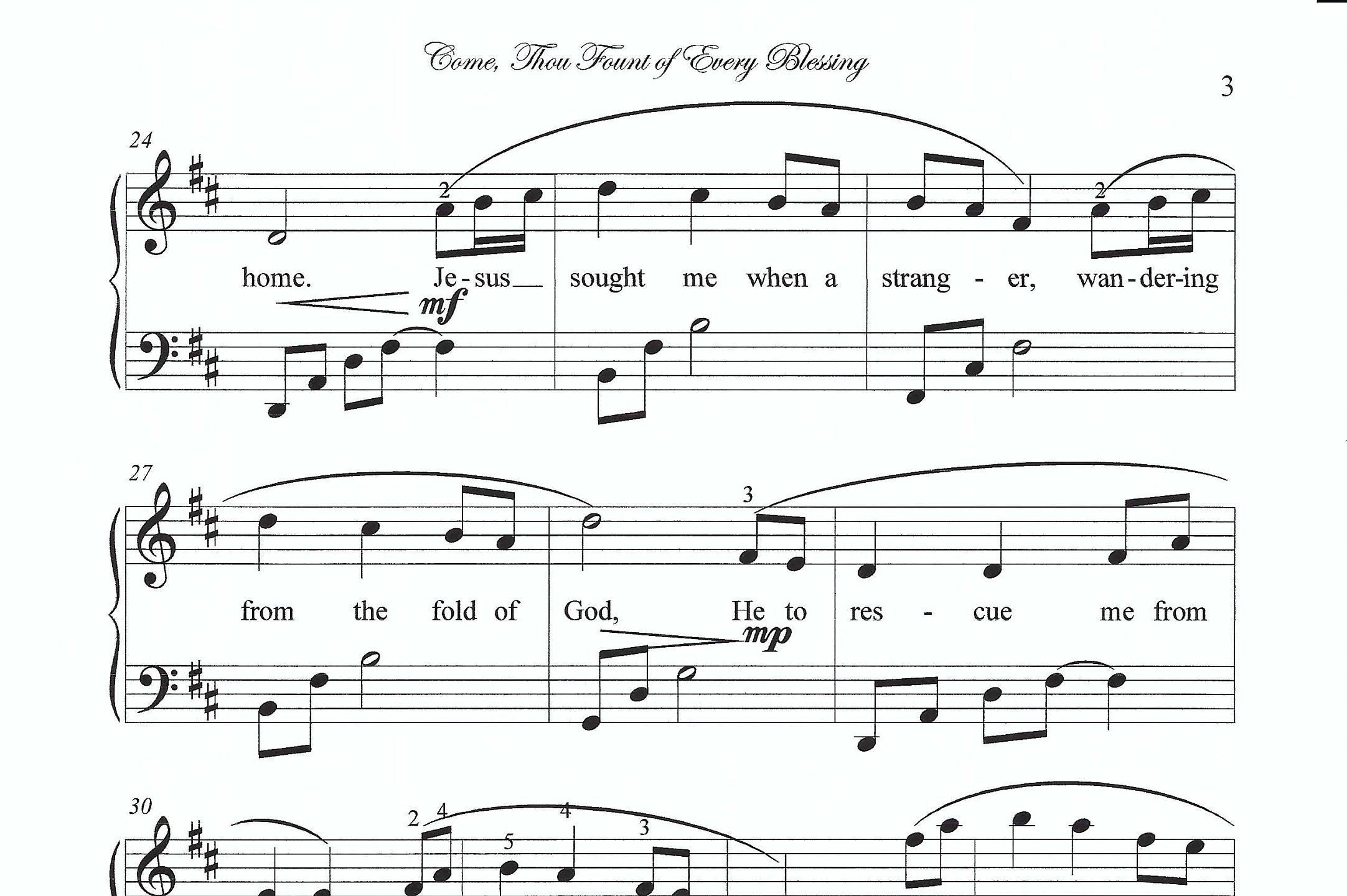 Come, Thou Fount of Every Blessing Piano Sheet Music, Come Thou Fount ...