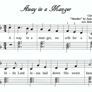Away in a Manger Easy Level 1-2 Piano Sheet Music – Christmas Piano ...