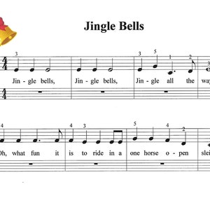 Jingle Bells Easy Piano, Beginner Christmas Piano, Jingle Bells Sheet ...