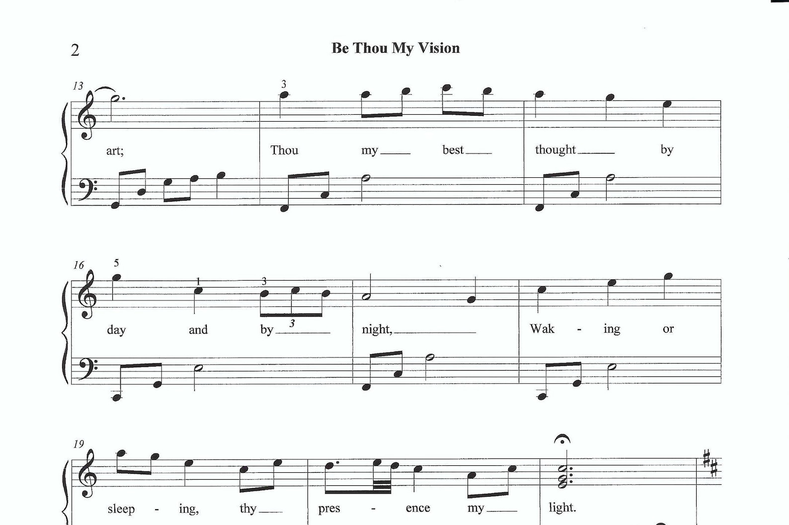 Be Thou My Vision Hymn, Easy Piano Solo Sheet Music (digital ...
