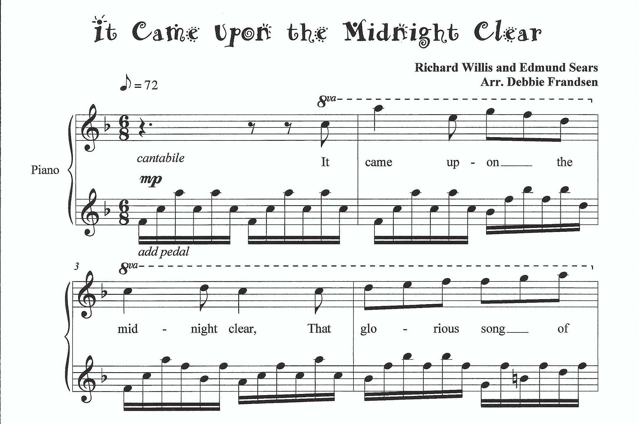 It Came Upon the Midnight Clear Piano Sheet Music, Christmas Piano ...
