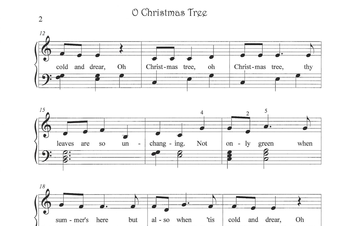 O Christmas Tree, Easy Piano Sheet Music, Beginner, Oh Christmas Tree ...