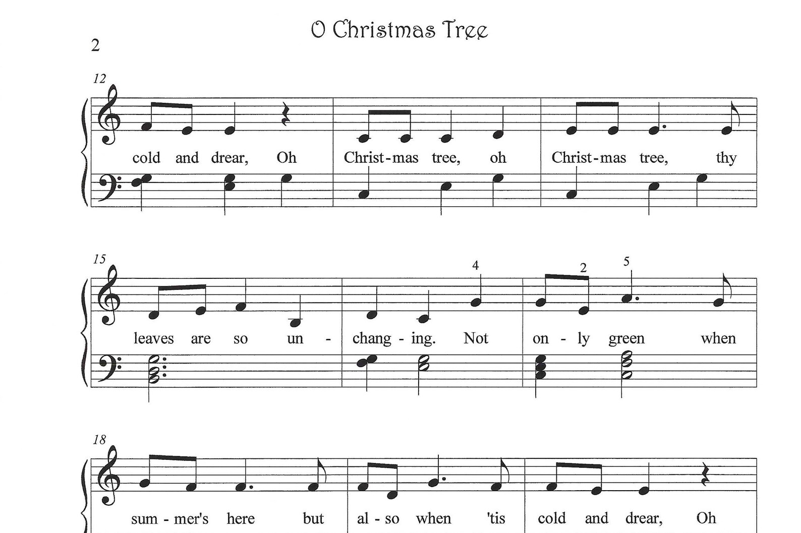 O Christmas Tree, Easy Piano Sheet Music, Beginner, Oh Christmas Tree ...