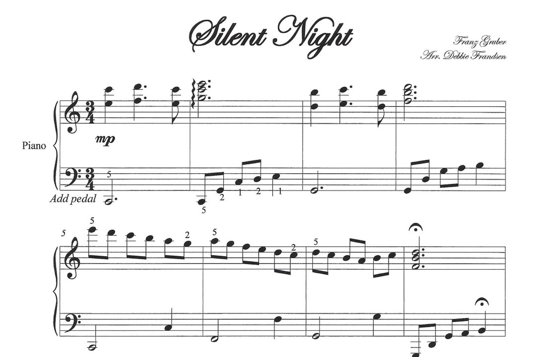 Silent Night, Piano Sheet Music, Piano Solo, Intermediate Piano Solo ...