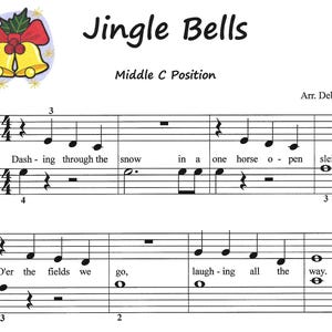 Jingle Bells Easy Piano Sheet Music (middle C Position) | 2 Page ...