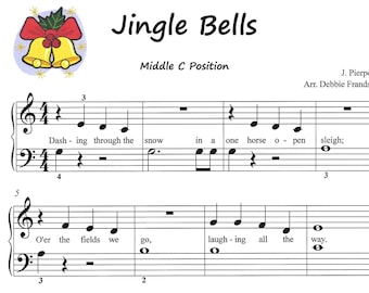 Jingle Bells Christmas Sheet Music PDF Easy Level 1 - Etsy