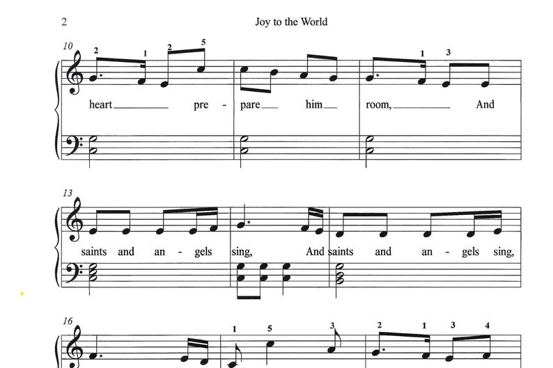 Joy to the World Easy Piano, Beginner Christmas Piano, Joy to the World ...