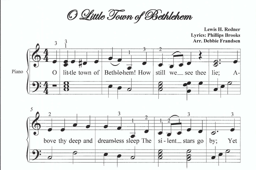 O Little Town of Bethlehem Piano Sheet Music, Easy Piano Sheet Music ...