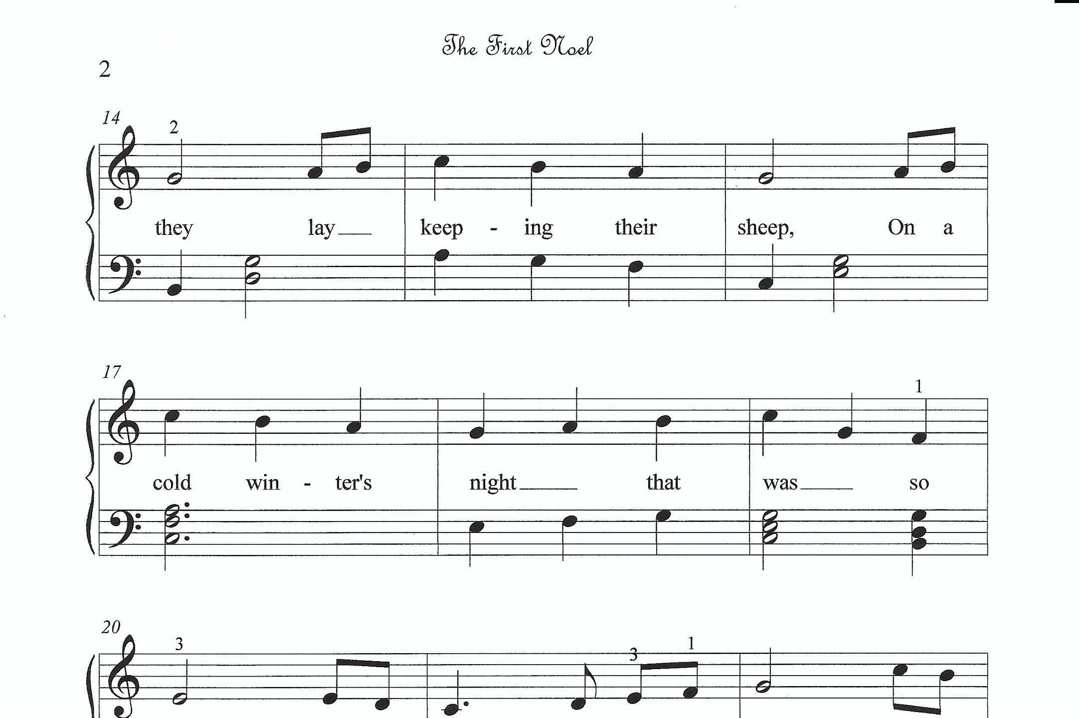 The First Noel Easy Piano Sheet Music (level 1-2) | 2 Versions Included ...