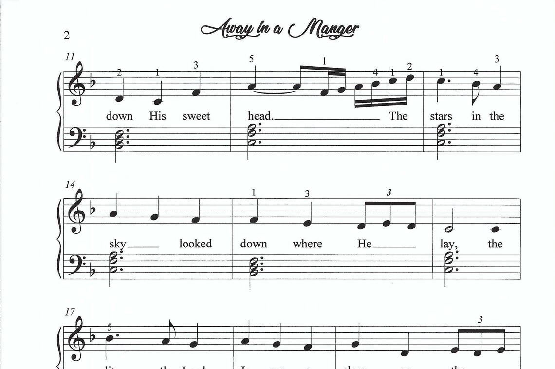 Away in a Manger Piano Sheet Music, Beginner, Easy Piano, Christmas ...