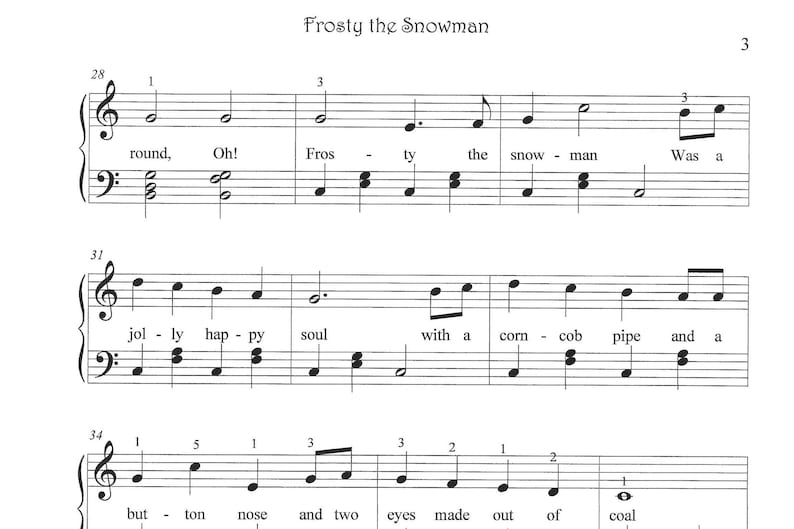 Frosty the Snowman Piano Sheet Music, Fun, Easy, Let's Play Music, Easy ...