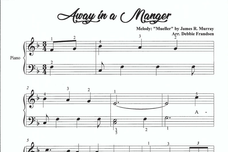 Away in a Manger Piano Sheet Music, Christmas Sheet Music, Piano, Let's ...