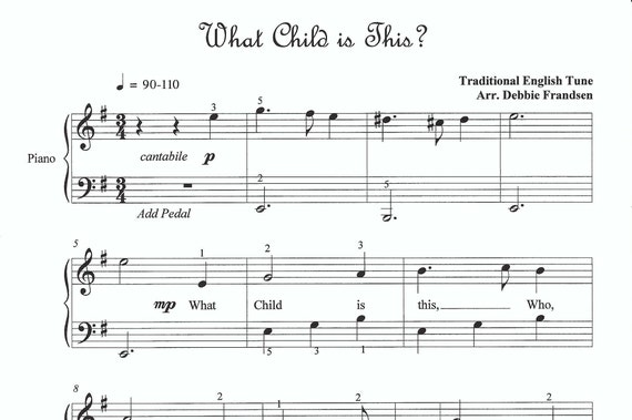 What Child is This Piano Sheet Music Easy Piano Sheet Music - Etsy