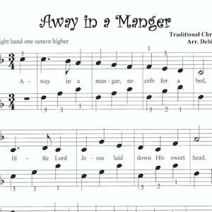 Away in a Manger Piano Sheet Music, Beginner, Easy Piano, Christmas ...