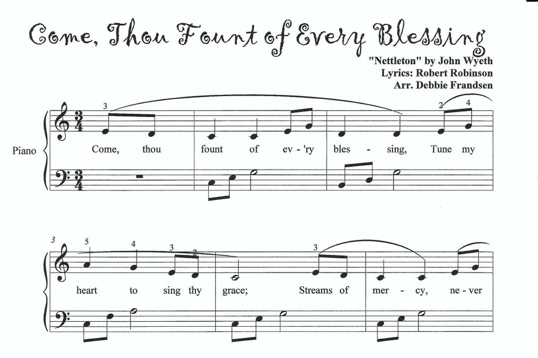 Come, Thou Fount of Every Blessing Piano Sheet Music, Christian Piano ...