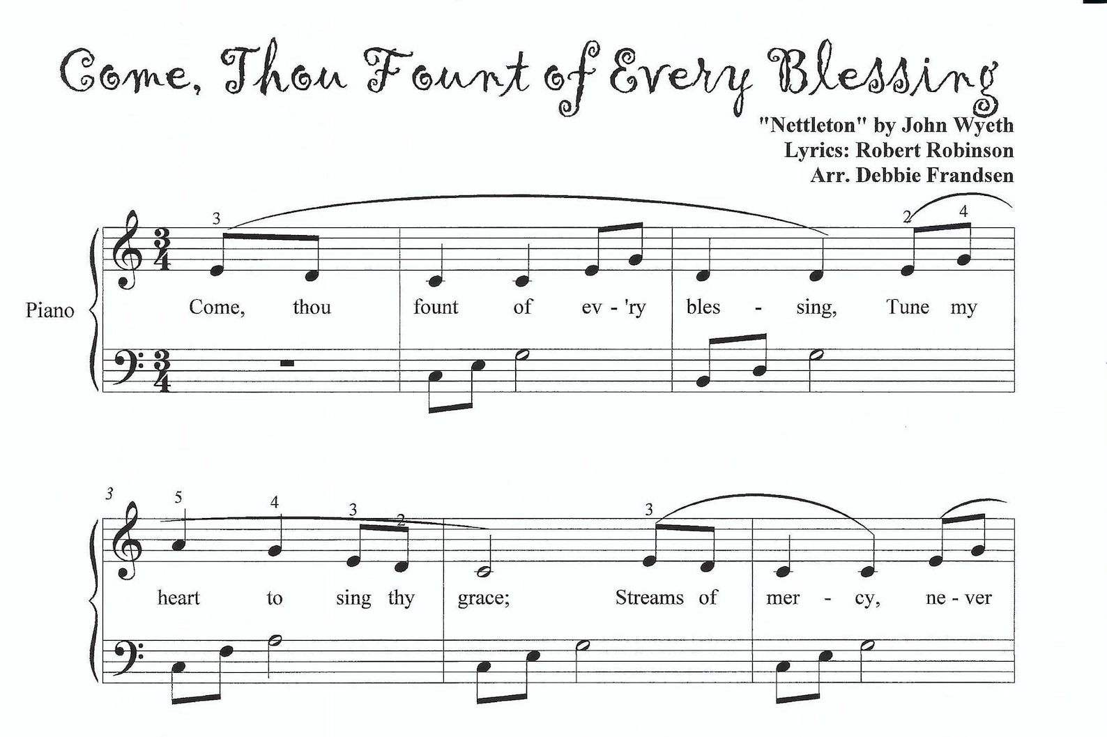 Come, Thou Fount of Every Blessing Piano Sheet Music, Christian Piano ...