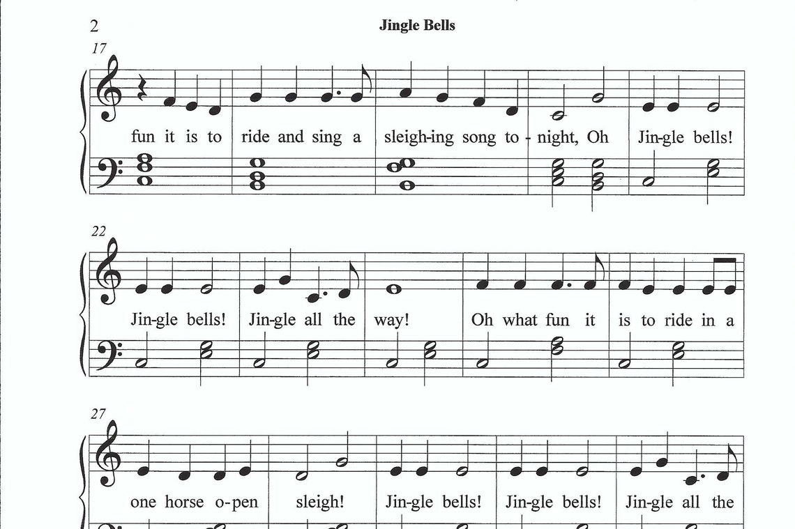 Jingle Bells Easy Piano, Beginner Christmas Piano, Jingle Bells Sheet ...