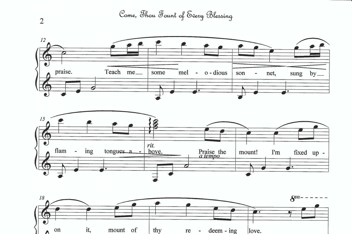 Come, Thou Fount of Every Blessing Piano Sheet Music, Easy Piano Sheet ...