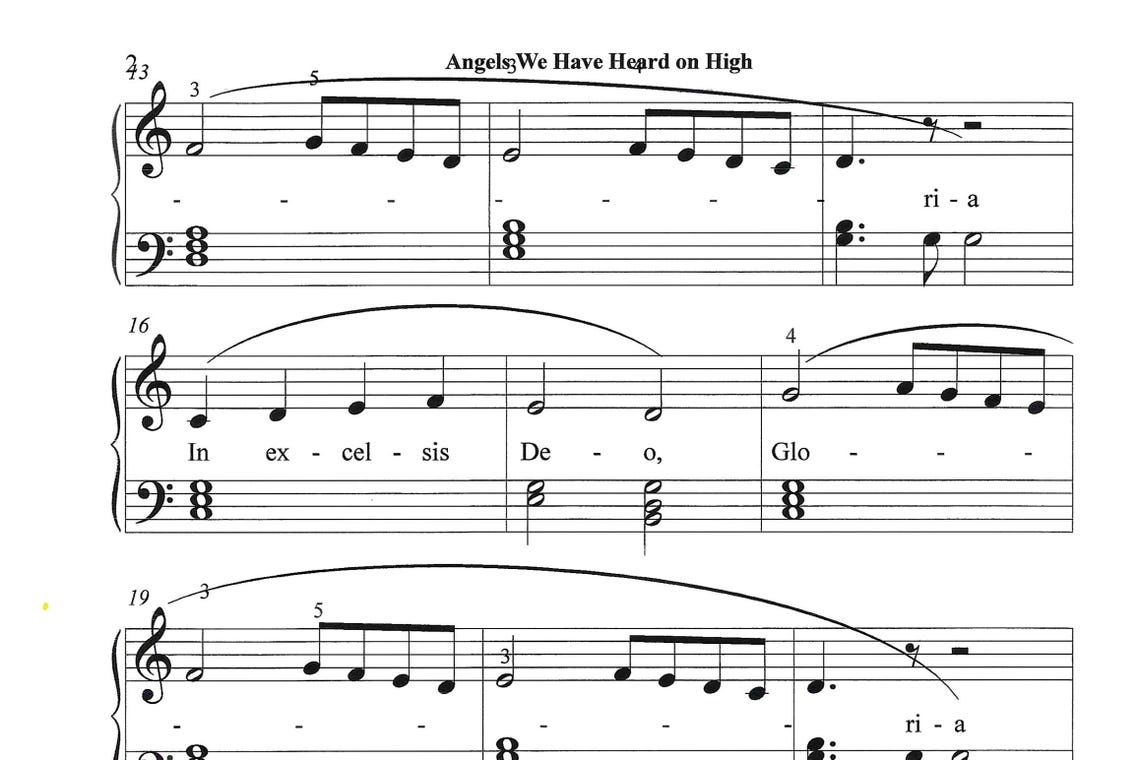 Angels We Have Heard on High Piano Sheet Music, Easy Piano Sheet Music ...