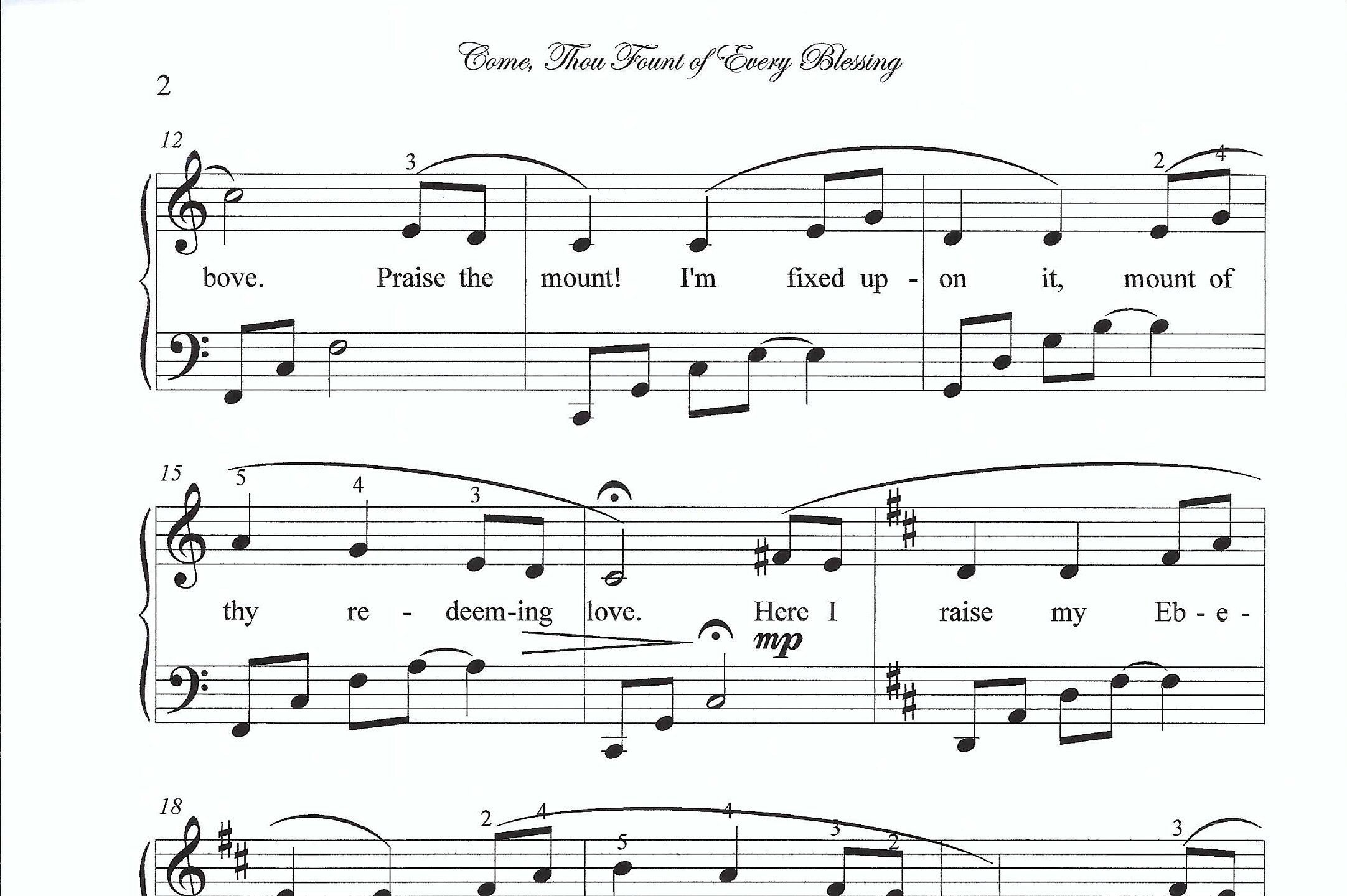 Come, Thou Fount of Every Blessing Piano Sheet Music, Come Thou Fount ...