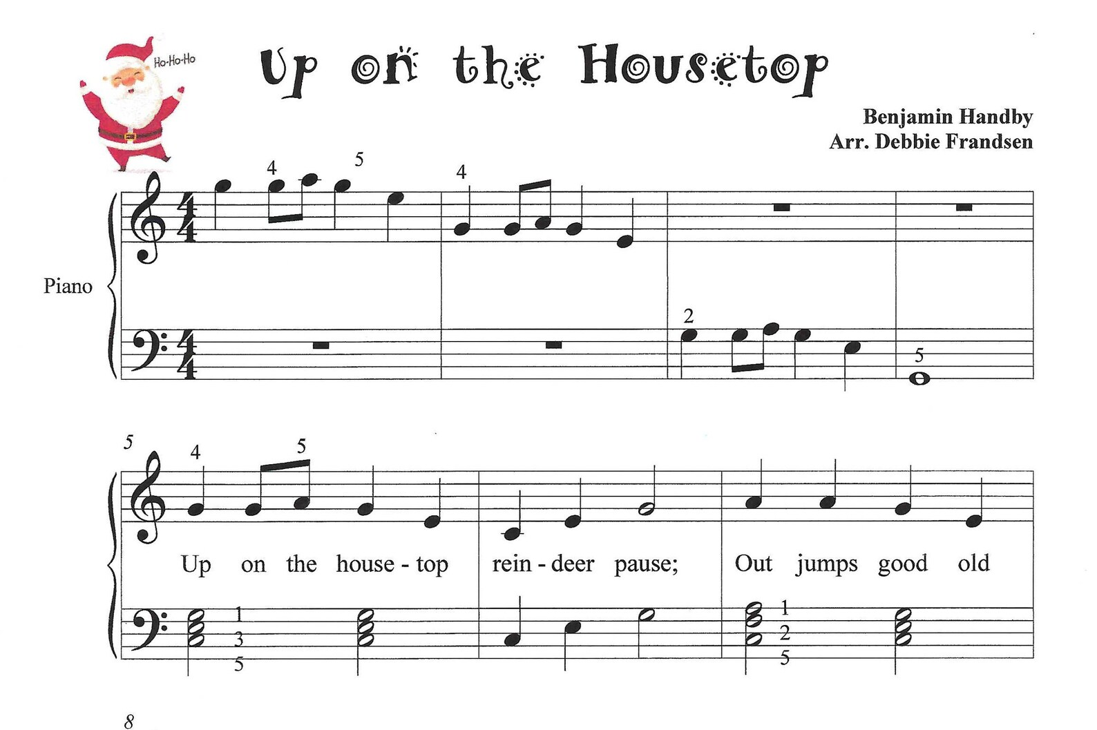 Up on the Housetop Easy Christmas Piano Sheet Music | Beginner ...