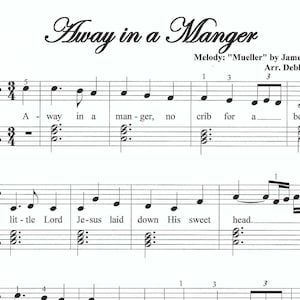 Away in a Manger Piano Sheet Music, Easy Piano Sheet Music, Beginner ...
